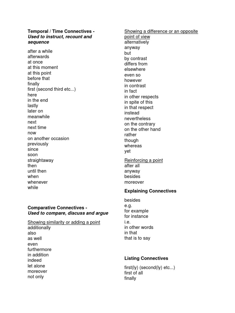 Used To Instruct, Recount and Sequence: Temporal / Time Connectives ...