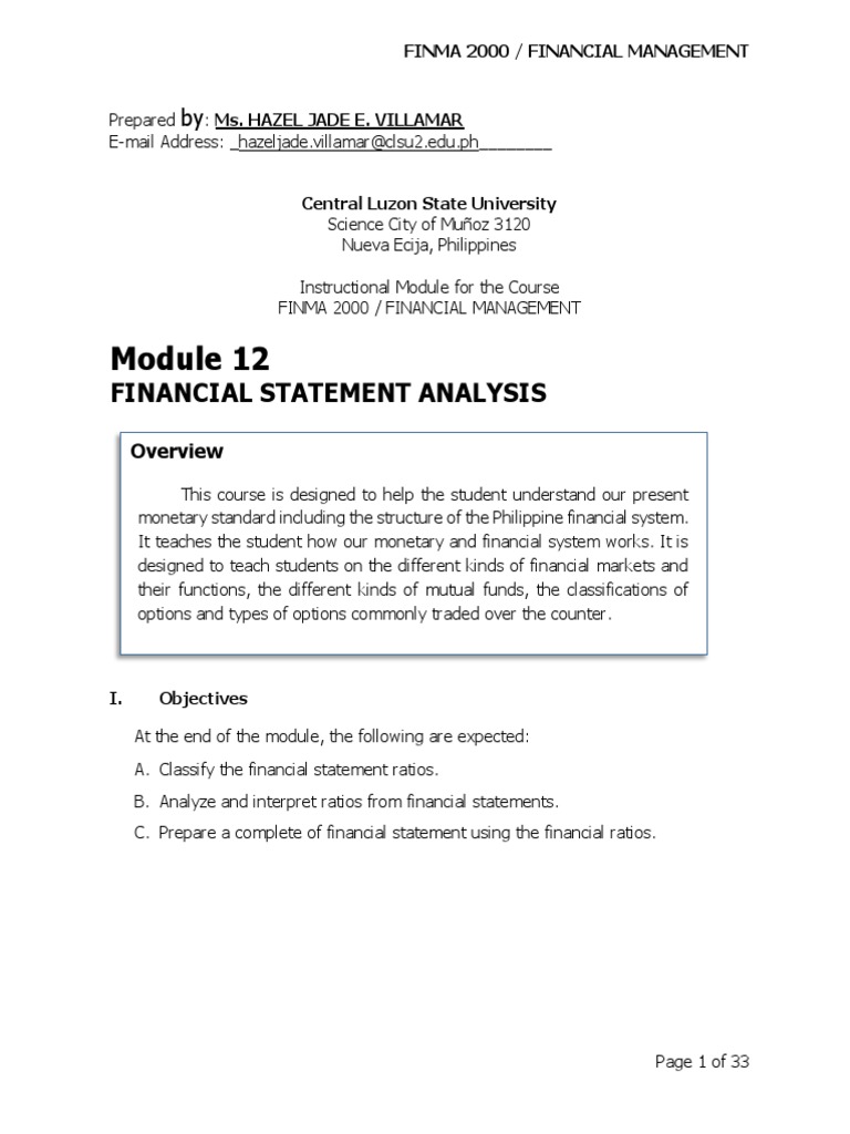 Module 12 - Financial Statement Analysis | PDF | Gross Margin | Equity ...