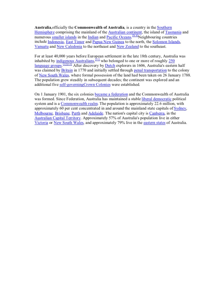 Australia PDF Document Overview | PDF | Social Science