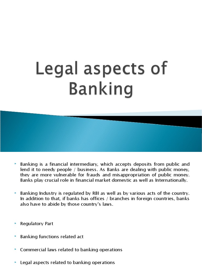 Legal Aspects of Banking Operations | PDF | Banks | Cheque