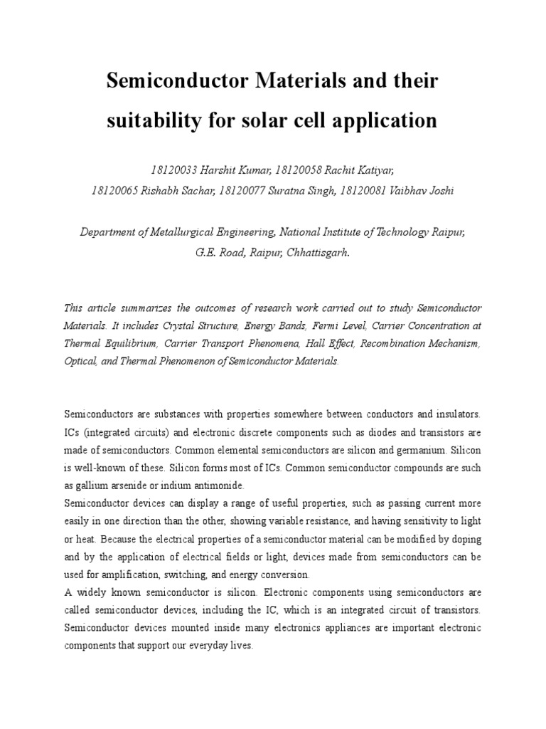 Semiconductor Materials | PDF | Semiconductors | Electrical Resistivity ...