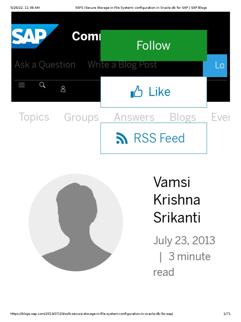 SSFS (Secure Storage in File System) Configuration in Oracle DB For SAP ...