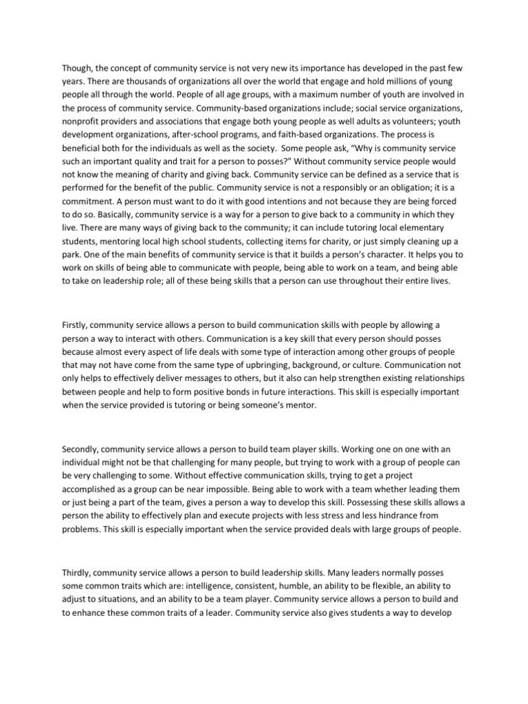 Community Service - Notes | Service Learning | Crimes