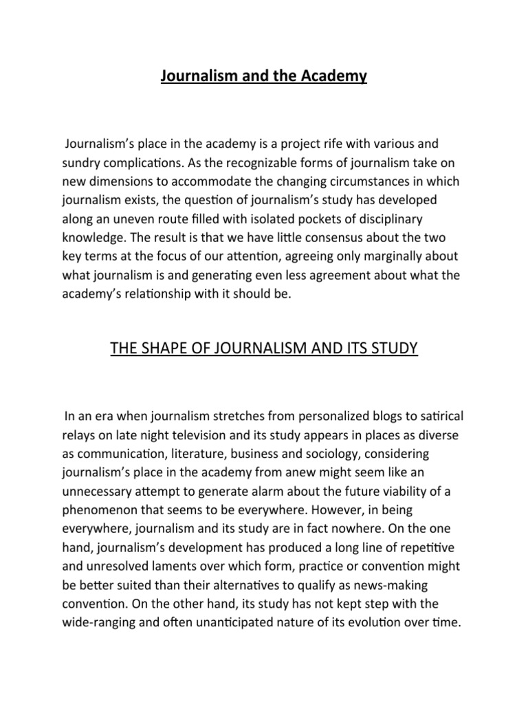 The Shape of Journalism and Its Study | PDF | Journalism | Sociology
