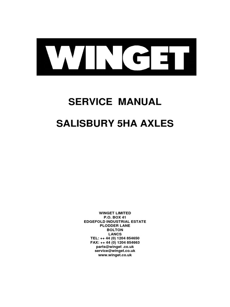 Salisbury Axle Service Manual | PDF | Axle | Gear