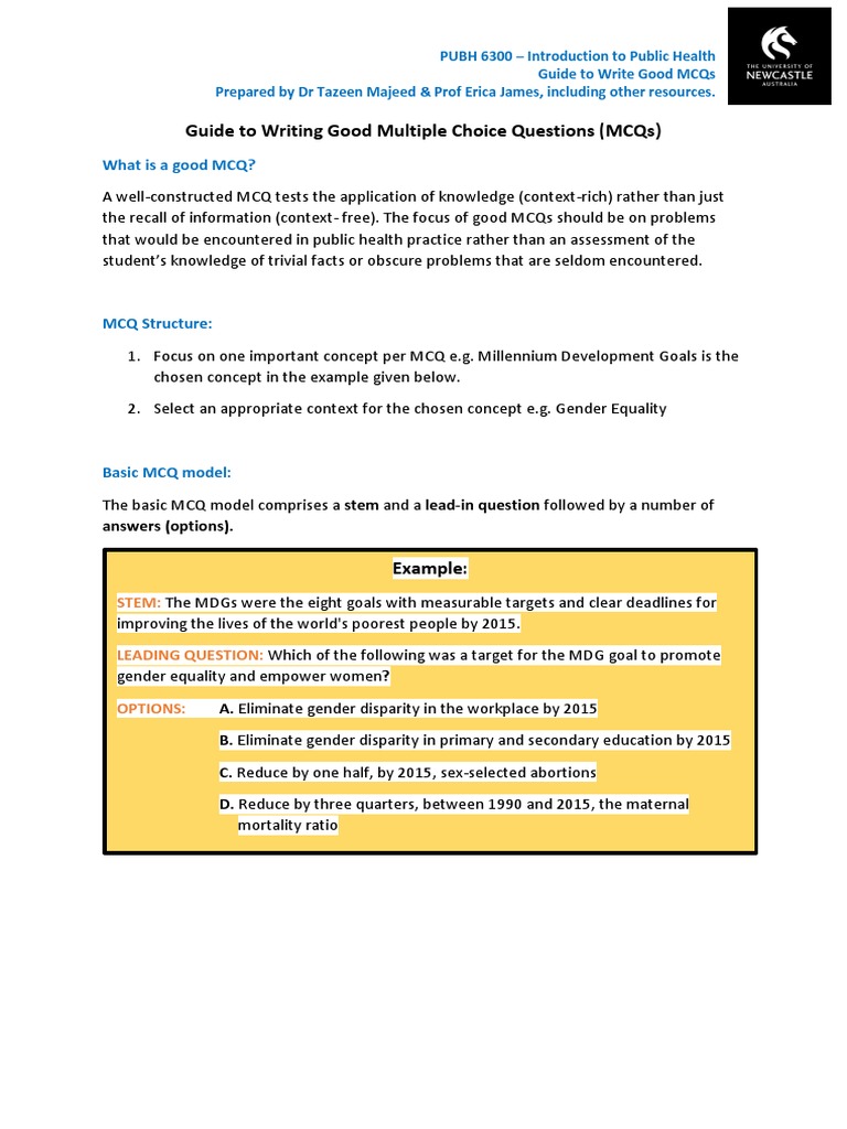 Guide to Writing Effective MCQs | PDF | Multiple Choice | Cognition