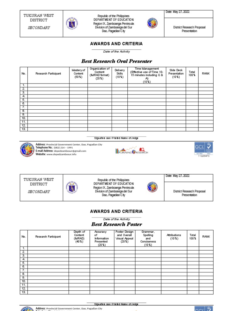Research Tool 10 Research Awards and Criteria 1 | PDF | Communication ...