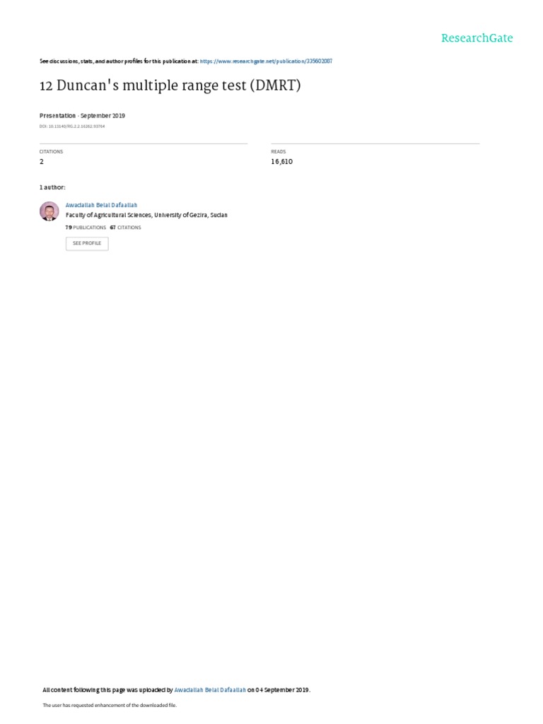 12 Duncan's Multiple Range Test (DMRT) : September 2019 | Download Free ...