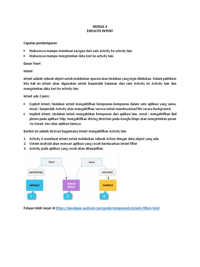 Modul 4 Explicite Intent | PDF