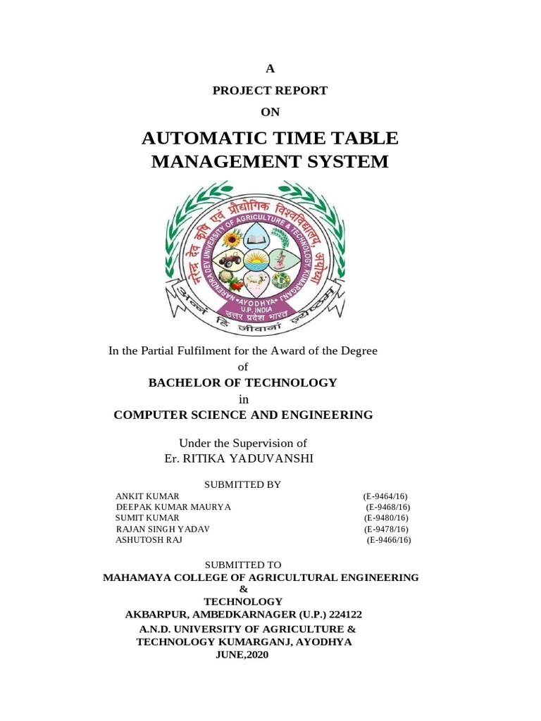 Automatic Time Table Management System: A Project Report ON | PDF | Unified Modeling Language ...
