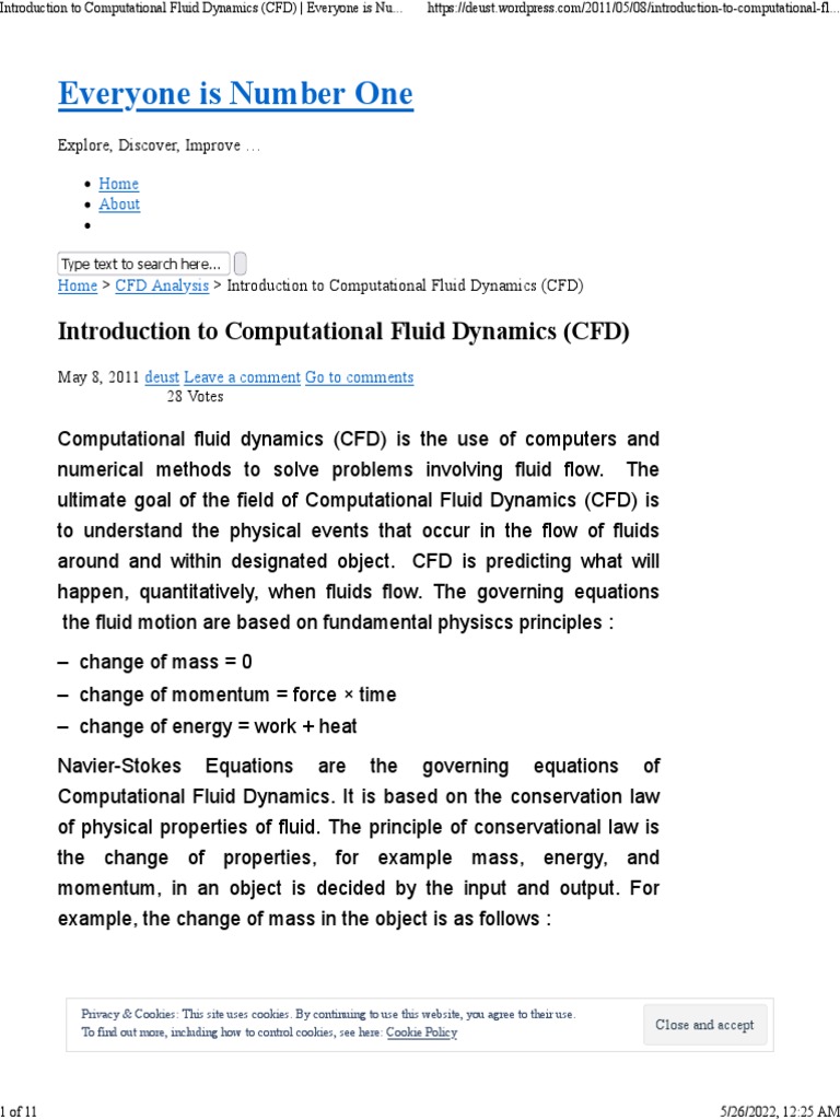 Introduction To Computational Fluid Dynamics Navier Stokes Equations Pdf Computational