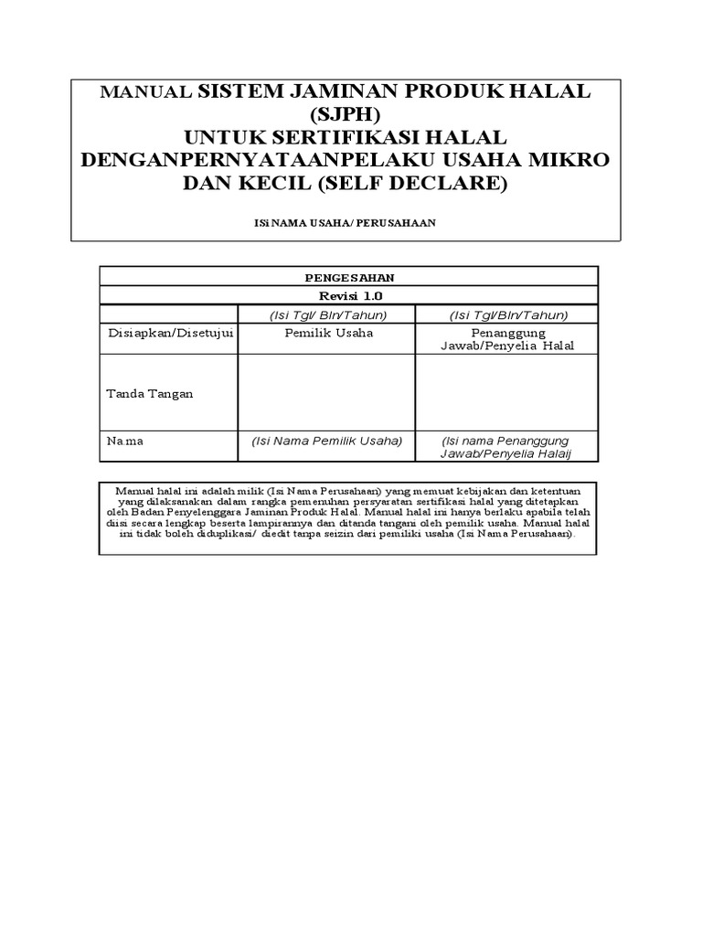 Manual Sertifikasi Halal UMKM | PDF