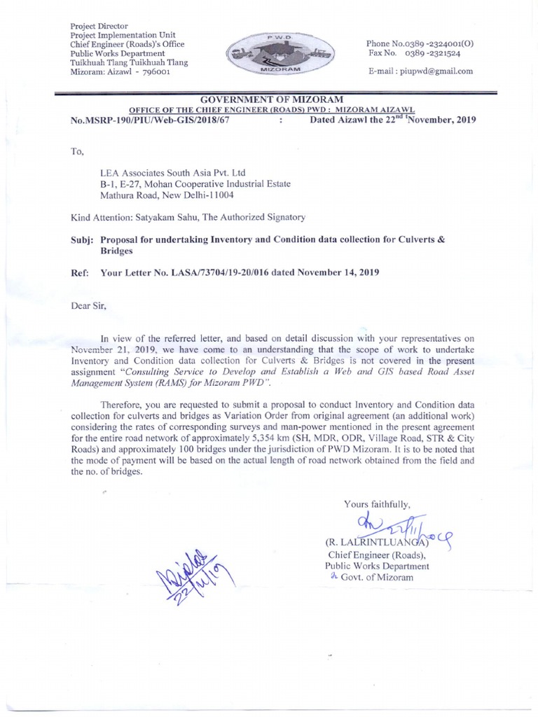 PWD Letter - Reg Proposal For Undertaking Inventory and Condition Data ...