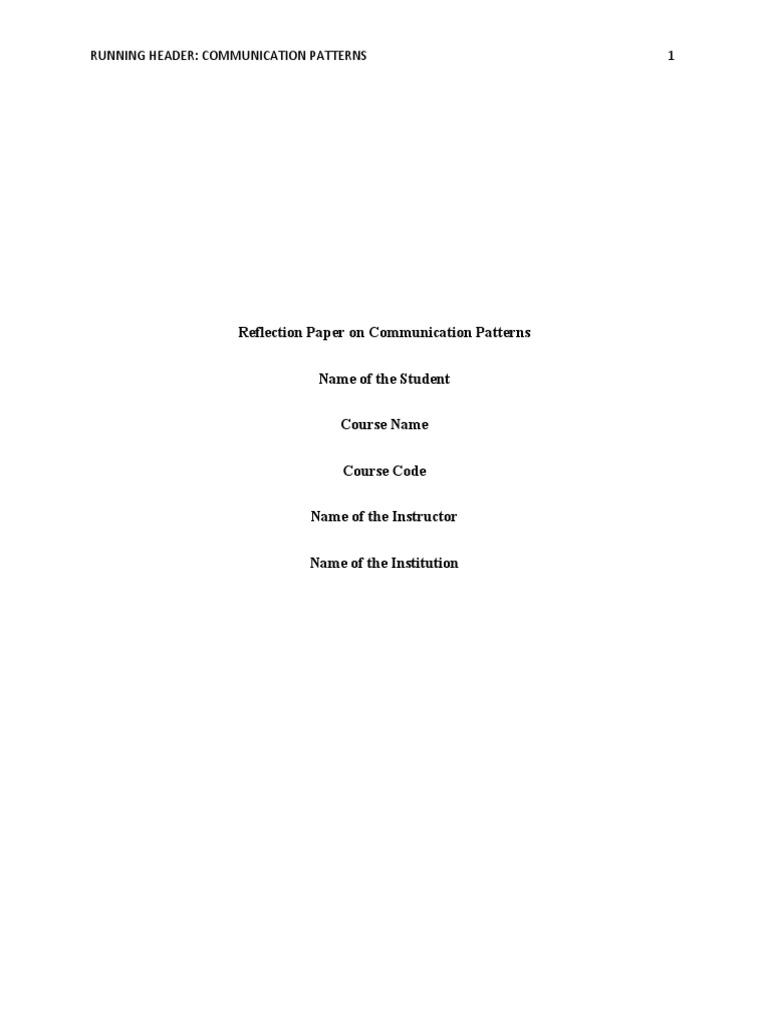 Reflection Paper On Communication Patterns Assignment | PDF | Emotions ...