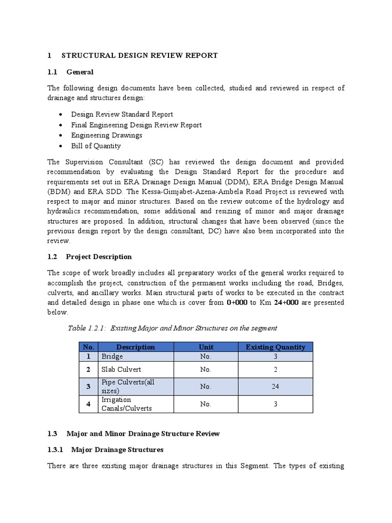 Structural Design Review Report | PDF | Bridge | Drainage
