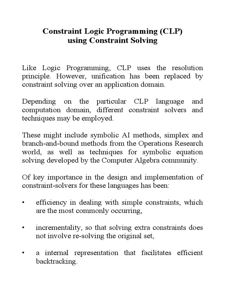 Constraint Logic Programming Slides | PDF | Computer Programming | Software Engineering