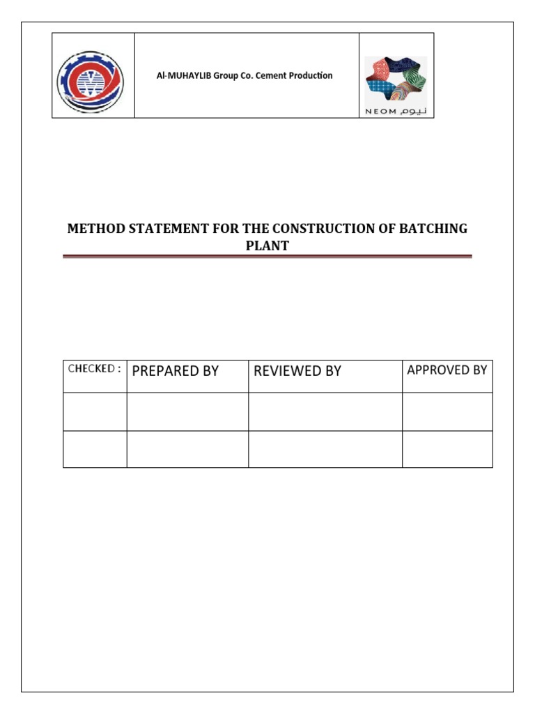 Method Statement For The Construction of Batching Plant | PDF | Crane (Machine) | Concrete