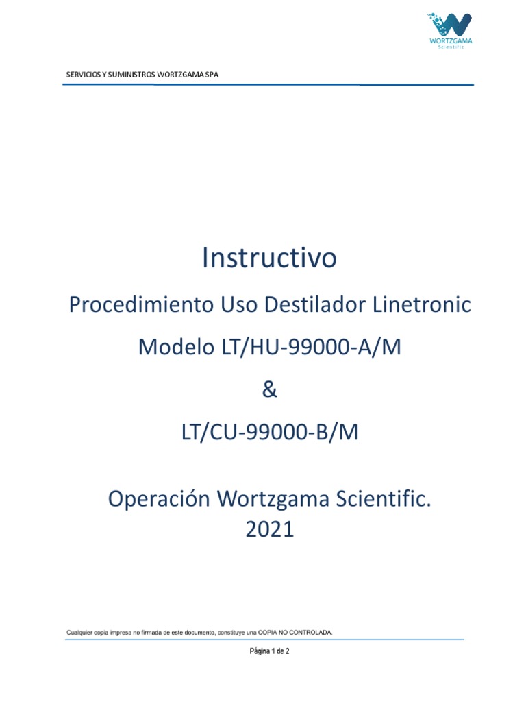 Procedimiento - General Uso Destilador Linetronic - Wortzgama ...