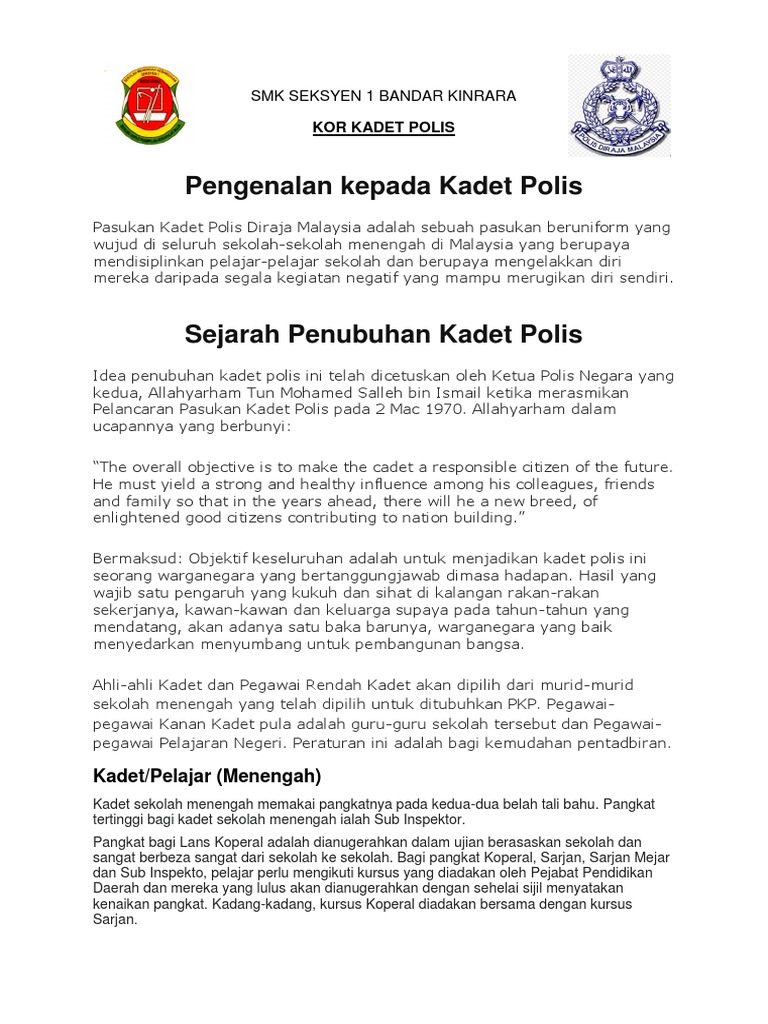 Nota Kadet Polis | PDF