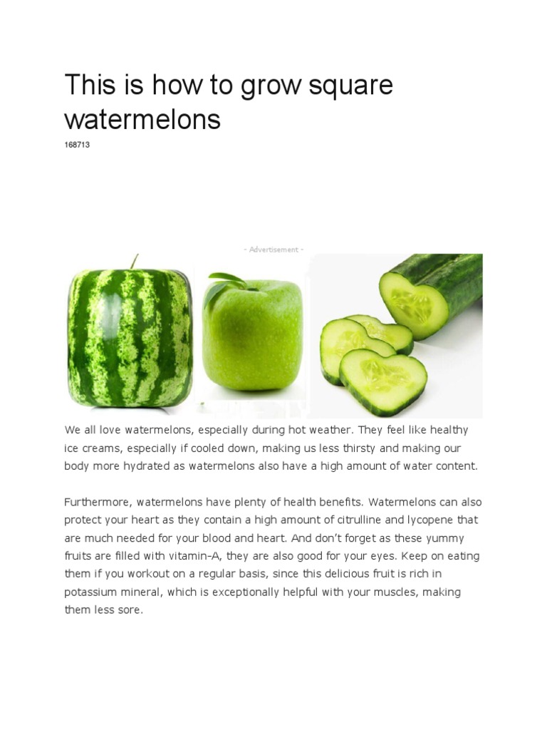 This Is How To Grow Square Watermelons | PDF