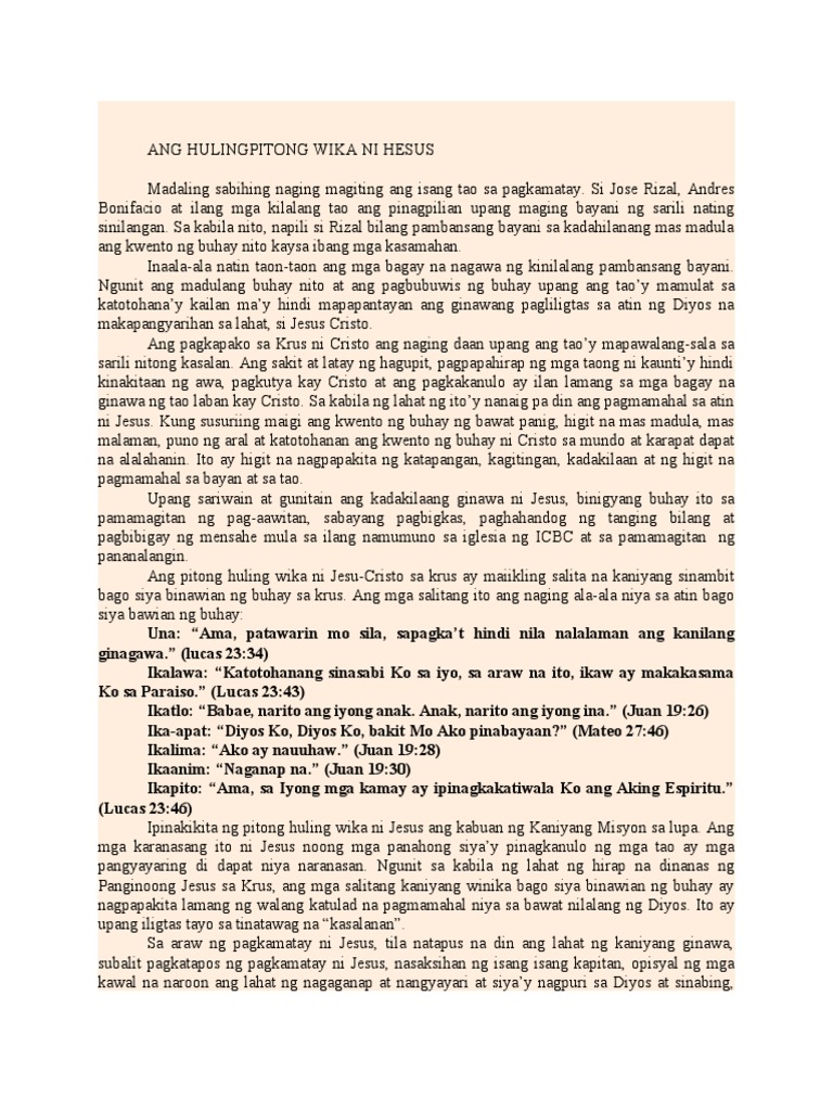 Ang Hulingpitong Wika Ni Hesus | PDF