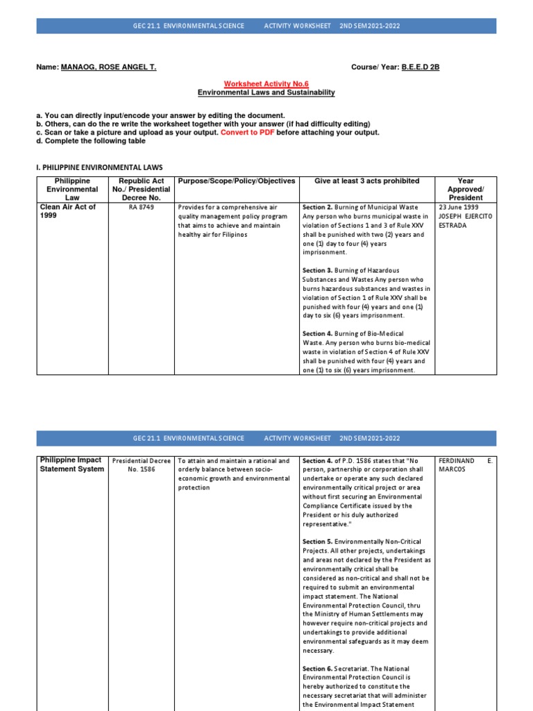 Philippine Environmental Science Laws | PDF | Climate Resilience ...