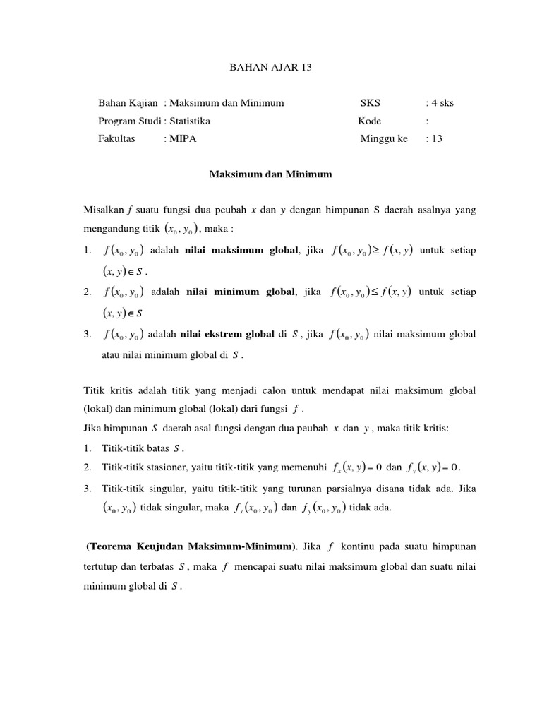 13 Maksimum and Minimum | PDF