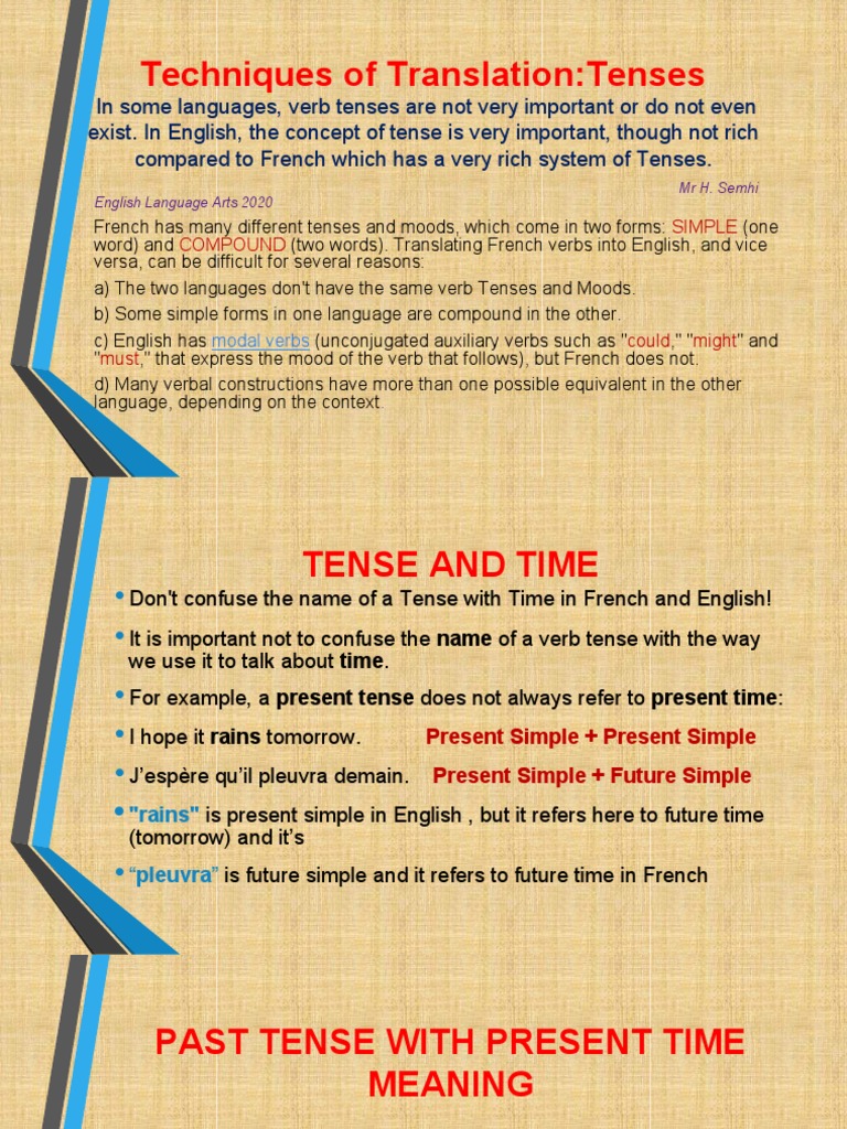 Techniques of Translation (Tenses) | PDF | Grammatical Tense | English ...