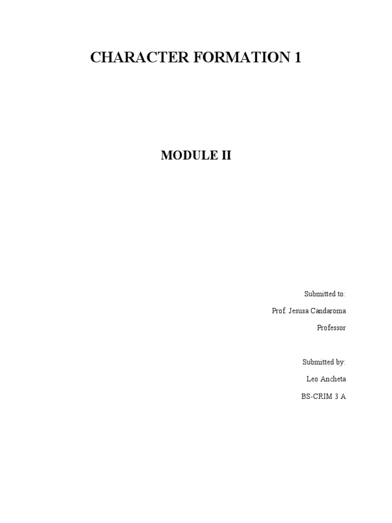 Character Formation 1 Module Ii | PDF | Courage | Philippines