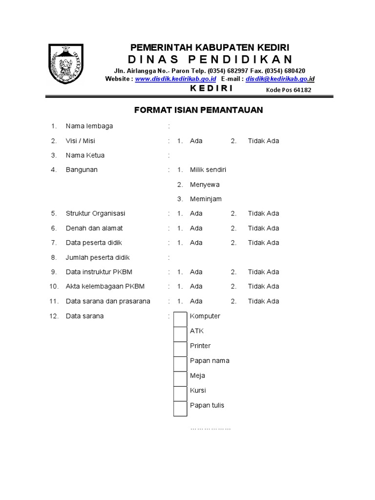 Form Pemantauan | PDF