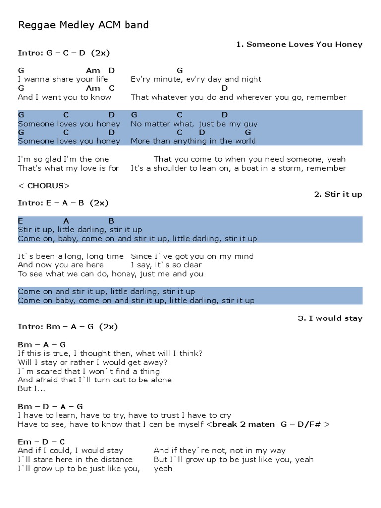 Reggae Medley (Chords PDF | PDF