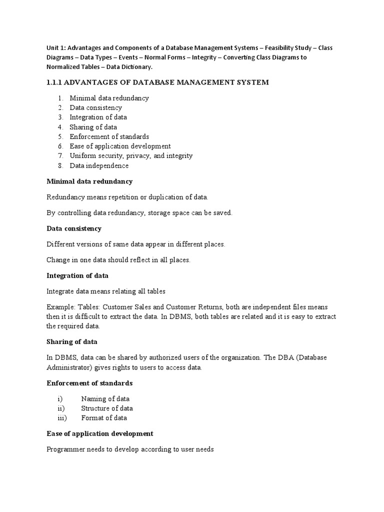 1.1.1 Advantages of Database Management System | PDF | Databases ...