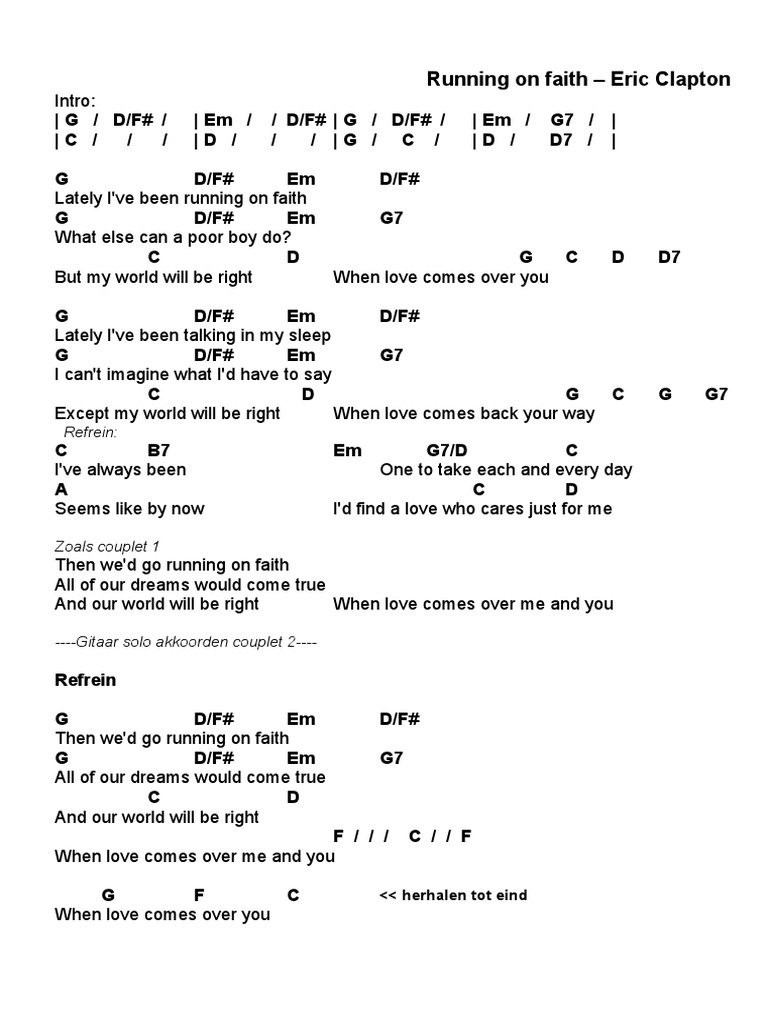 Running On Faith (Chords PDF | PDF