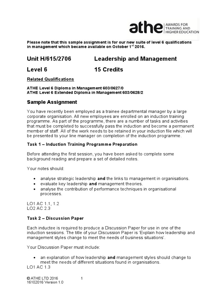 Leadership and Management Sample Assignment | PDF | Leadership | Learning
