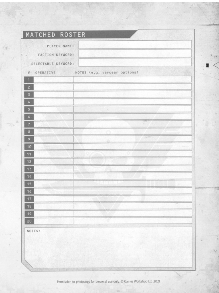 Warhammer Player Reference Sheet | PDF