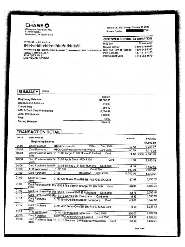 Chase Statement | PDF