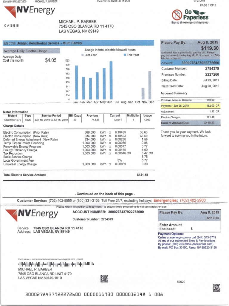Utility Bill Nvenergy | PDF