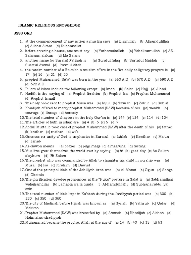 Islamic Religious Knowledge | PDF | Muhammad | Hadith