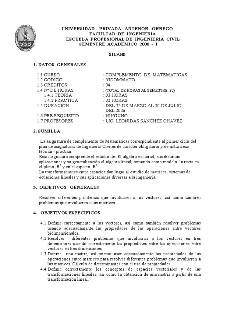 Complemento Matematico | Descargar gratis PDF | Espacio vectorial ...