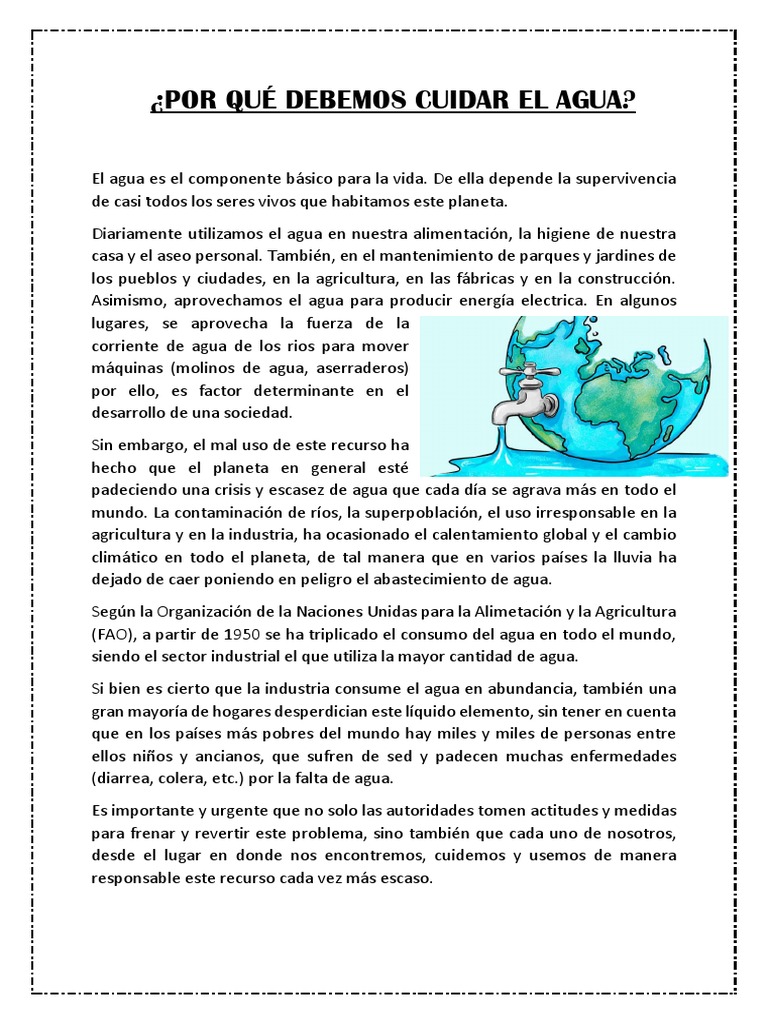 LECTURA Por Qué Debemos Cuidar El Agua | PDF | Agua | Entorno natural