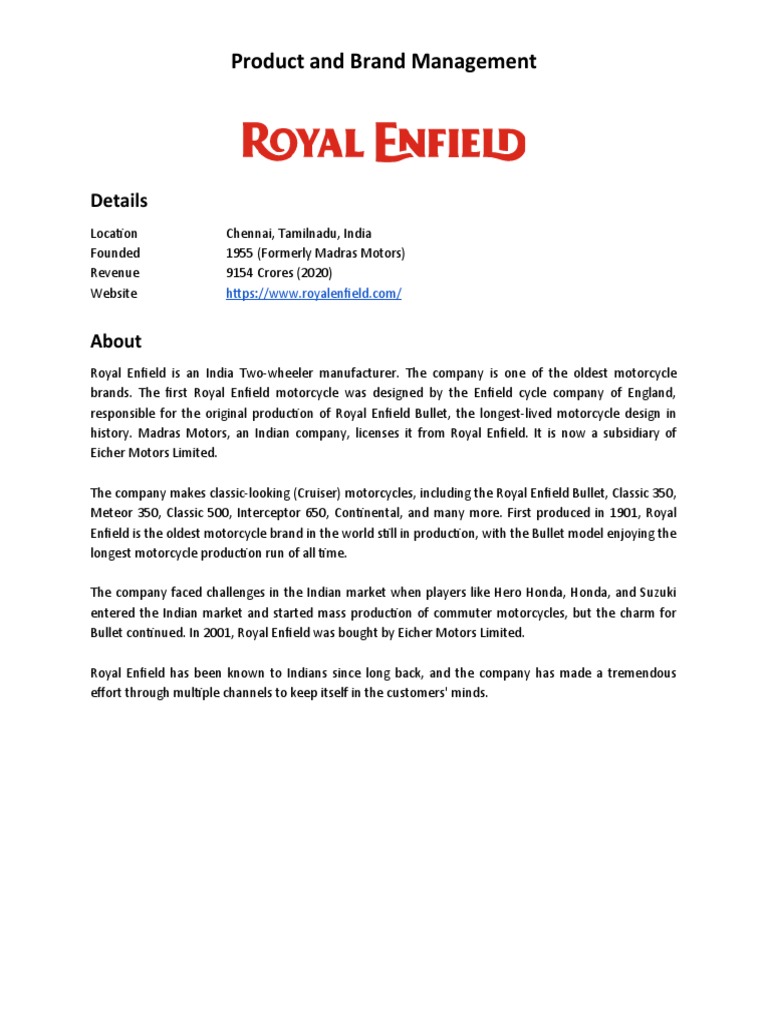 Royal Enfield | PDF | Business | Business Economics