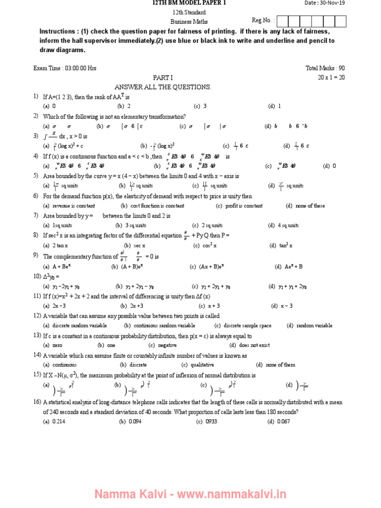 Namma Kalvi 12th Business Maths Question Papers em 217393-Min | PDF ...