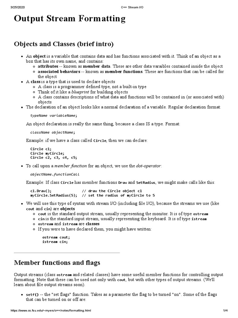 C++ Stream I - O Formatting | PDF | Parameter (Computer Programming ...