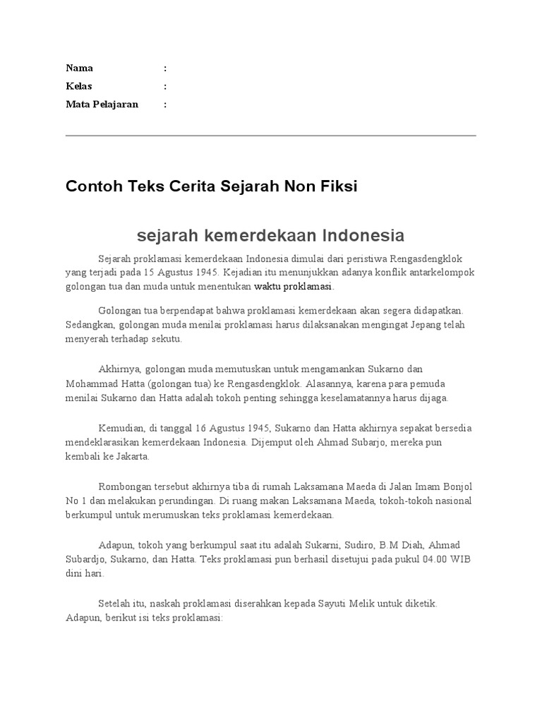 Contoh Teks Cerita Sejarah Non Fiksi | PDF