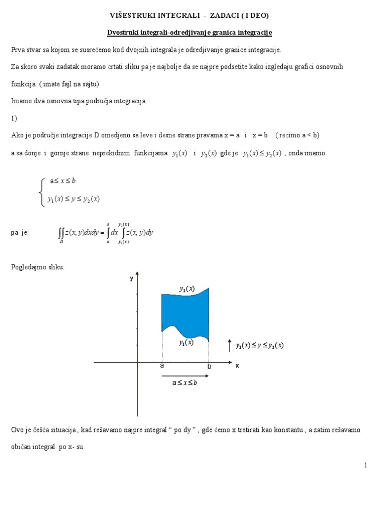 Visestruki Integral Zadaci I Deo | PDF