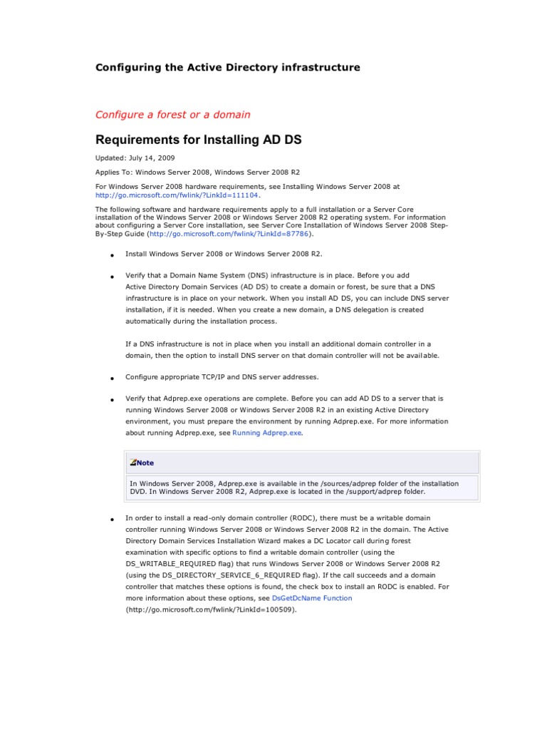 Configuring The Active Directory Infrastructure | PDF | Active ...