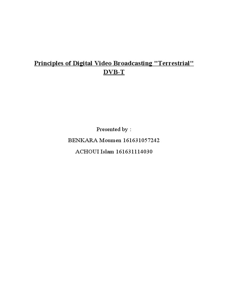 Principles of Digital Video Broadcasting "Terrestrial" DVB-T | PDF | Orthogonal Frequency ...
