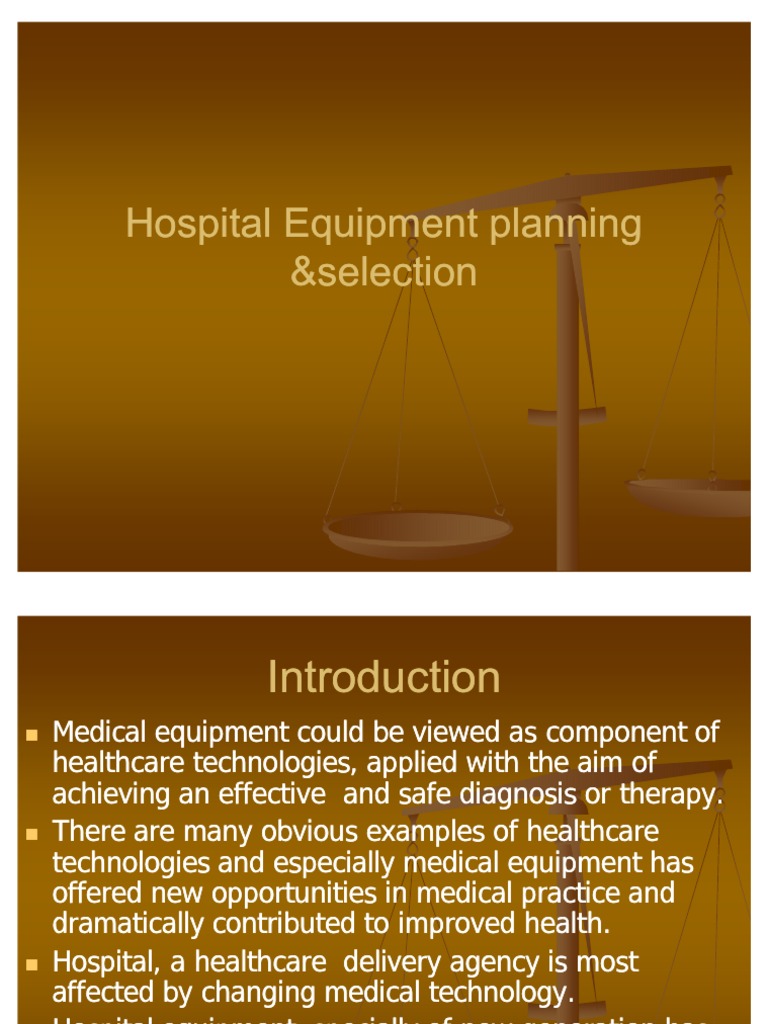 Hospital Equipment Planning &selectionpmrpnt | PDF | Health Care | Hospital