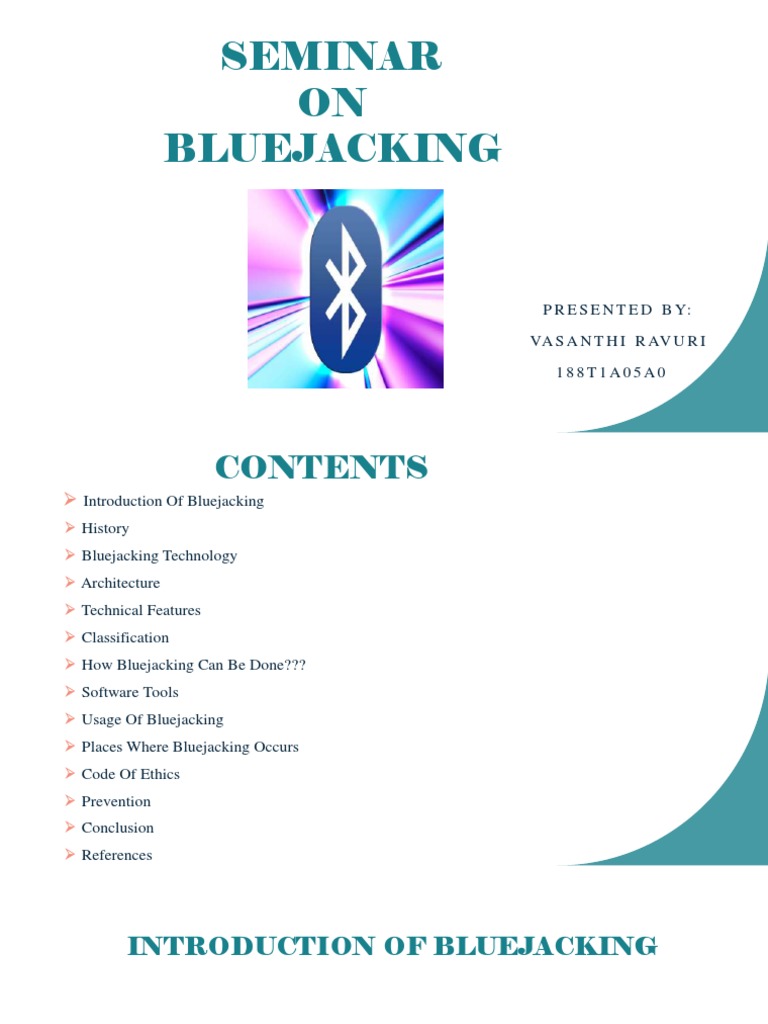 Seminar On Bluejacking | PDF | Bluetooth | Mobile Technology