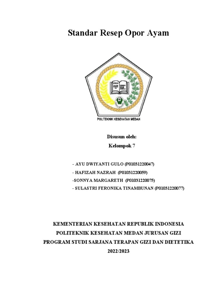 STANDAR RESEP OPOR AYAM | PDF